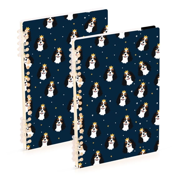 Black King Charles Dog Pattern A5 Notebook Set of 2 Refillable 60 ...