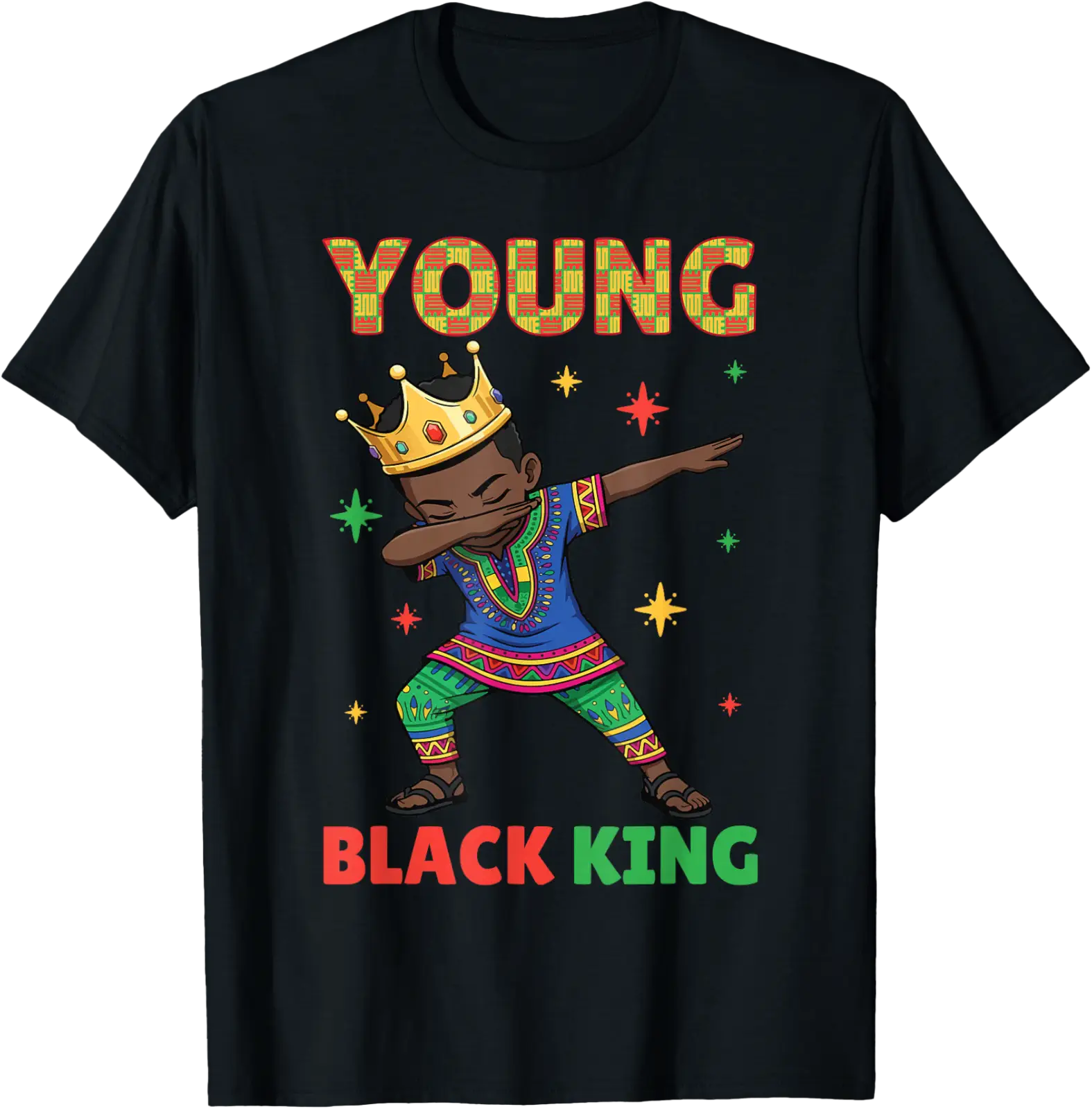 Black King Dabbing Crown Dashiki Kente History Month T-Shirt All Size S ...