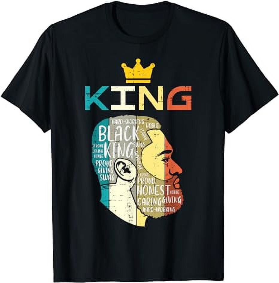 Black King Head Words BHM History Month African Pride Men T-Shirt ...