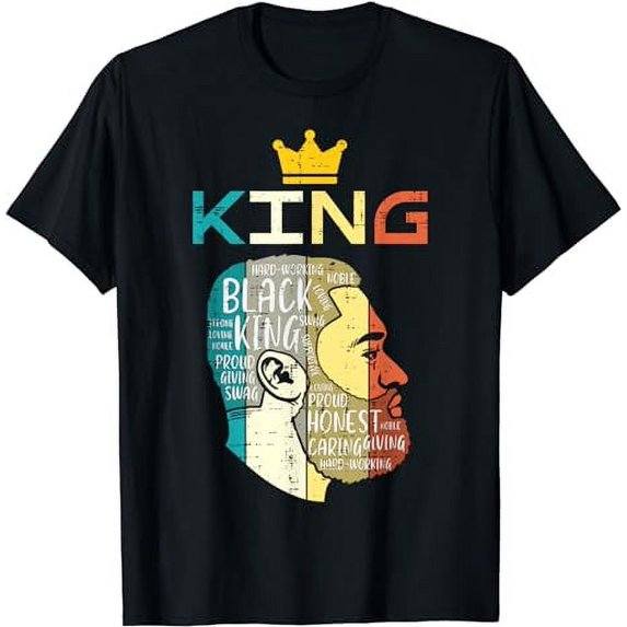 Black King Head Words BHM History Month African Pride Men T-Shirt ...