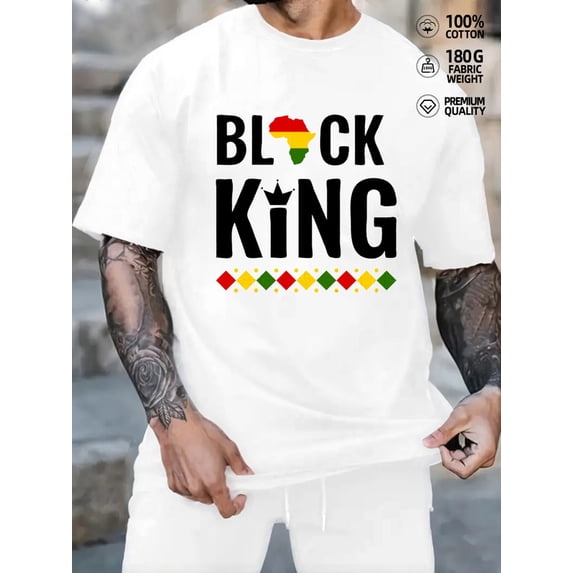 Black King Pride men Black History Month white 180G 100% Cotton ...