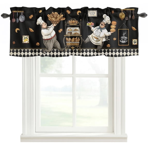 Black Kitchen Baker Valances for Windows Farmhouse Kitchen Curtains ...