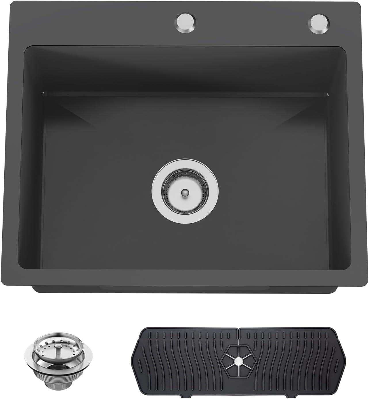 Black Kitchen And Bar Sink, 22x18 Inch Stainless Drop In Kitchen Sink ...