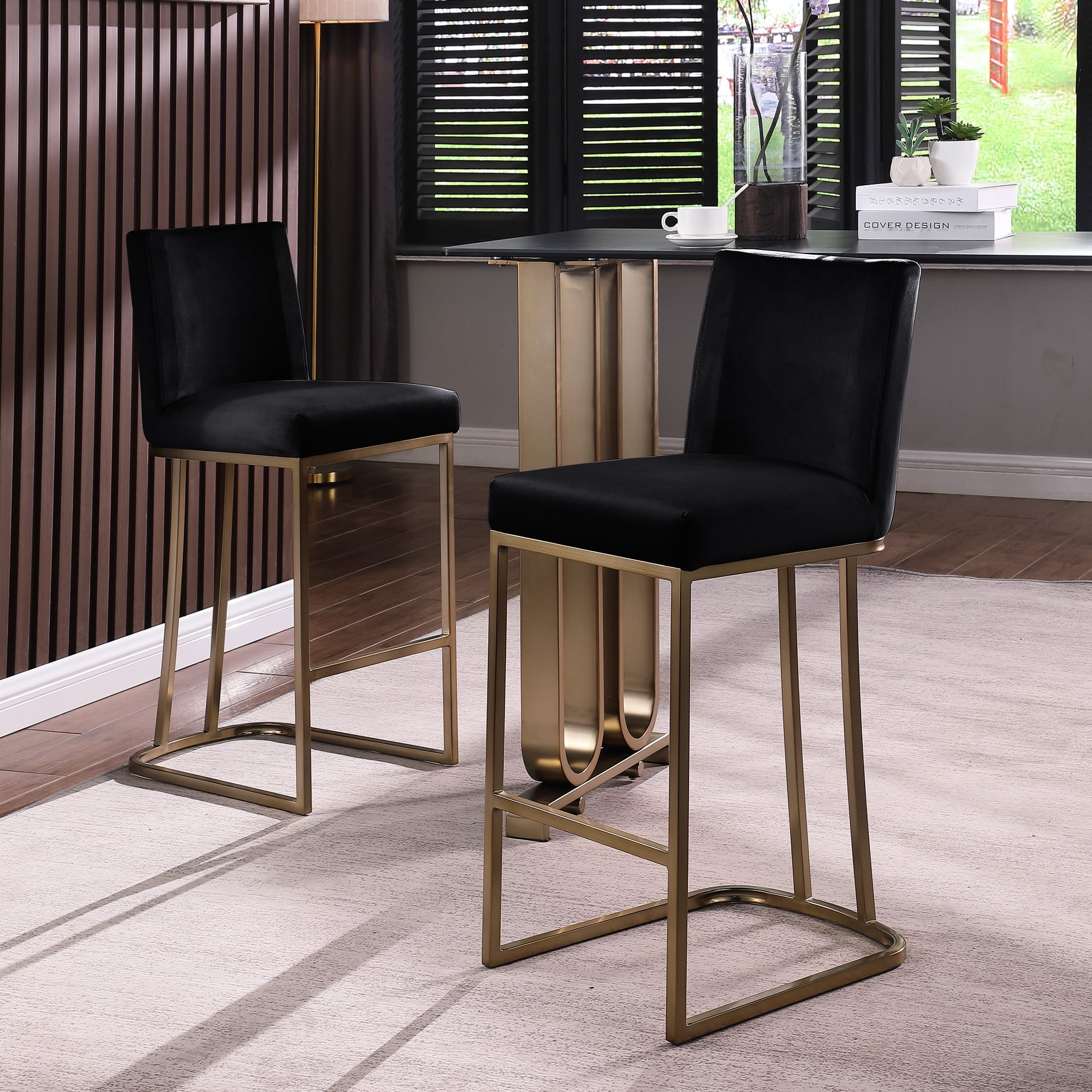 Black Kitchen Bar Stools | 26" Height for Counter Areas | Metal and ...