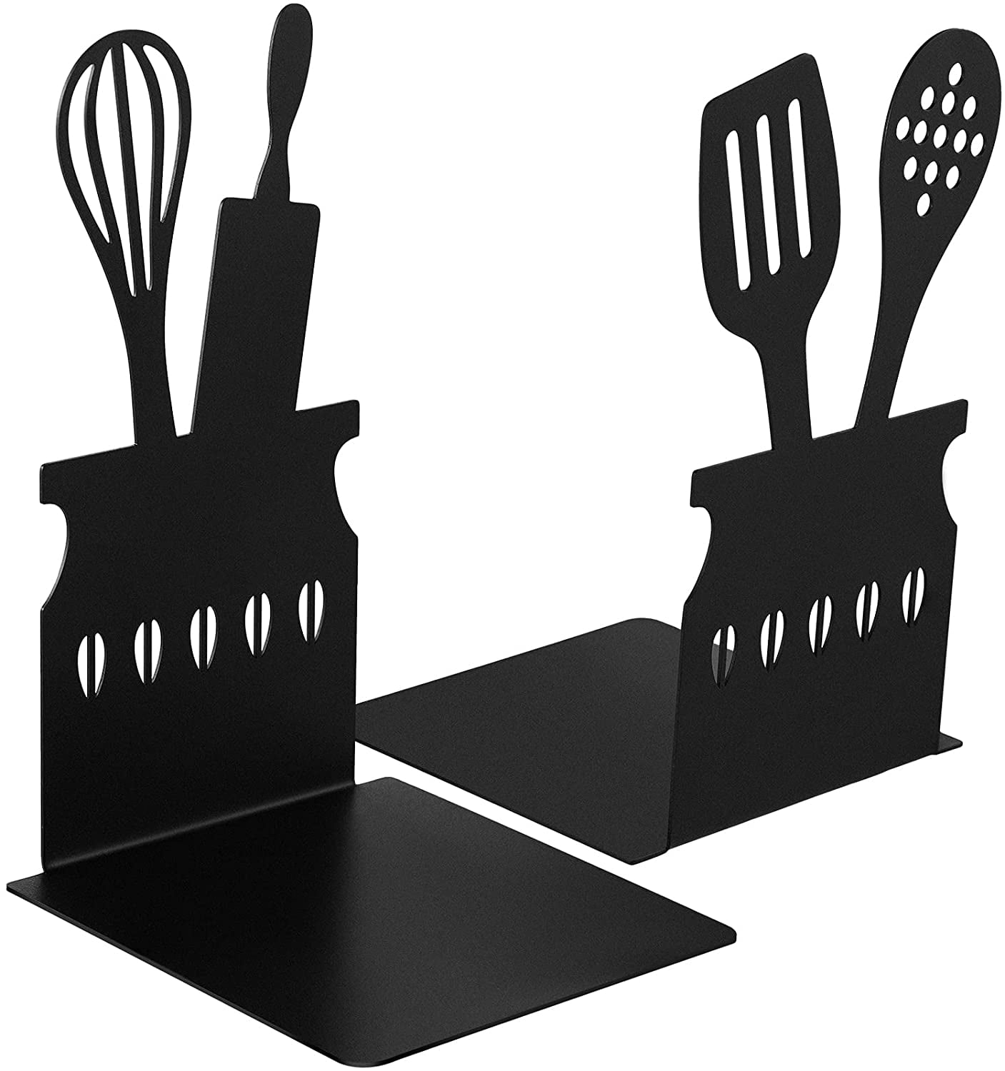 Black Kitchen Bookends 5.9 x 3.9 x 3.9 Inch Spoon Decorative Metal ...