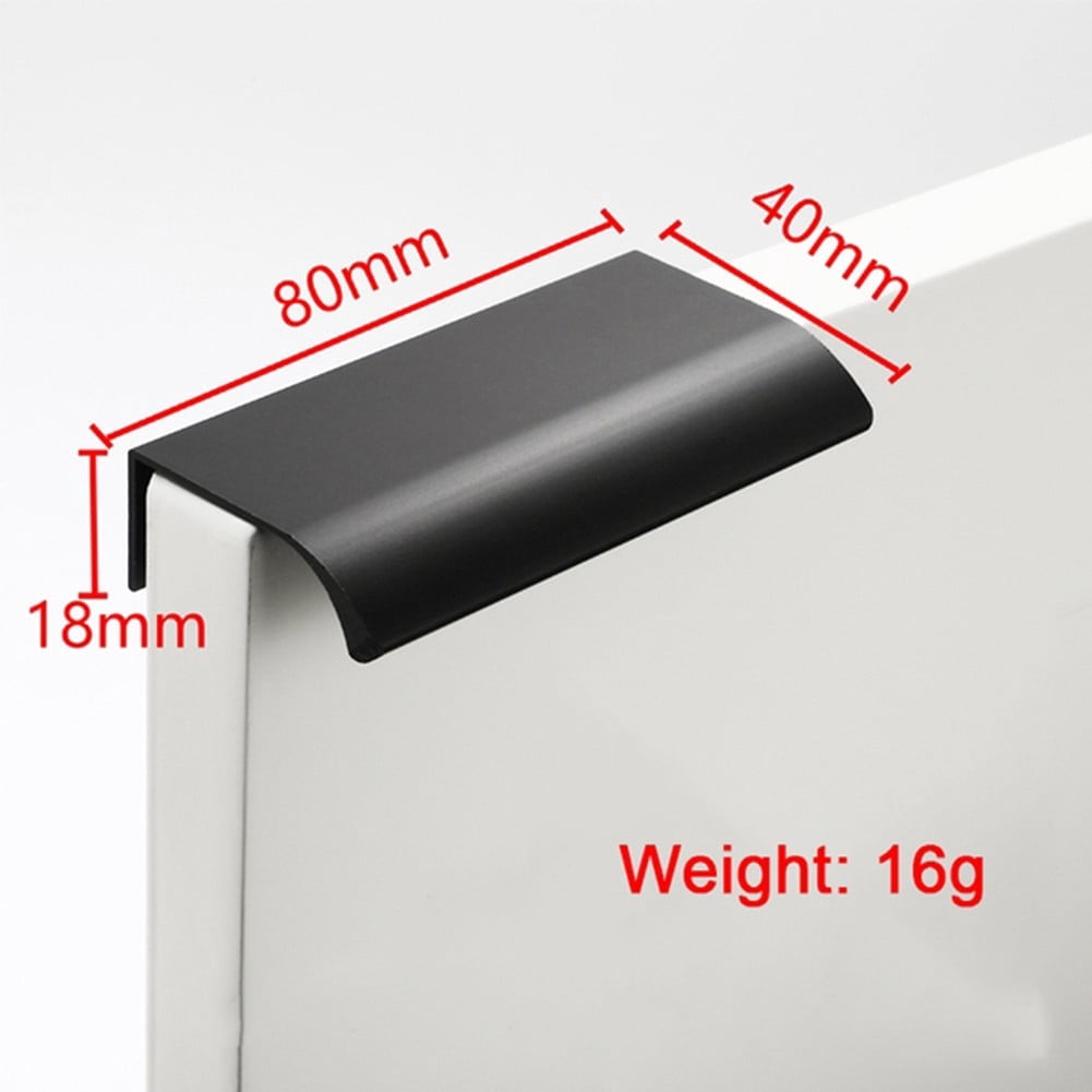 Black Kitchen Cabinet Door Handles Cupboard Drawer Concealed Finger ...