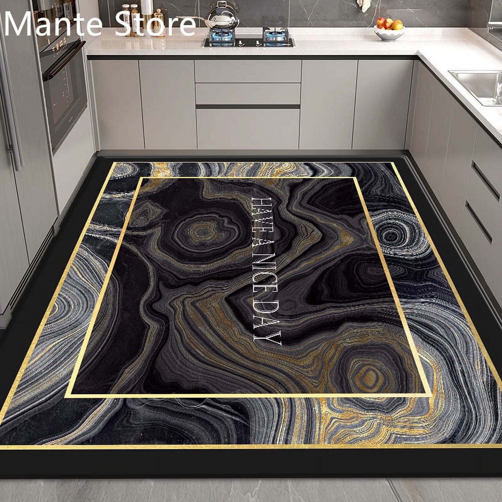 Black Kitchen Carpet Rugs Large Size Mat For Bathroom Super Absorbent ...