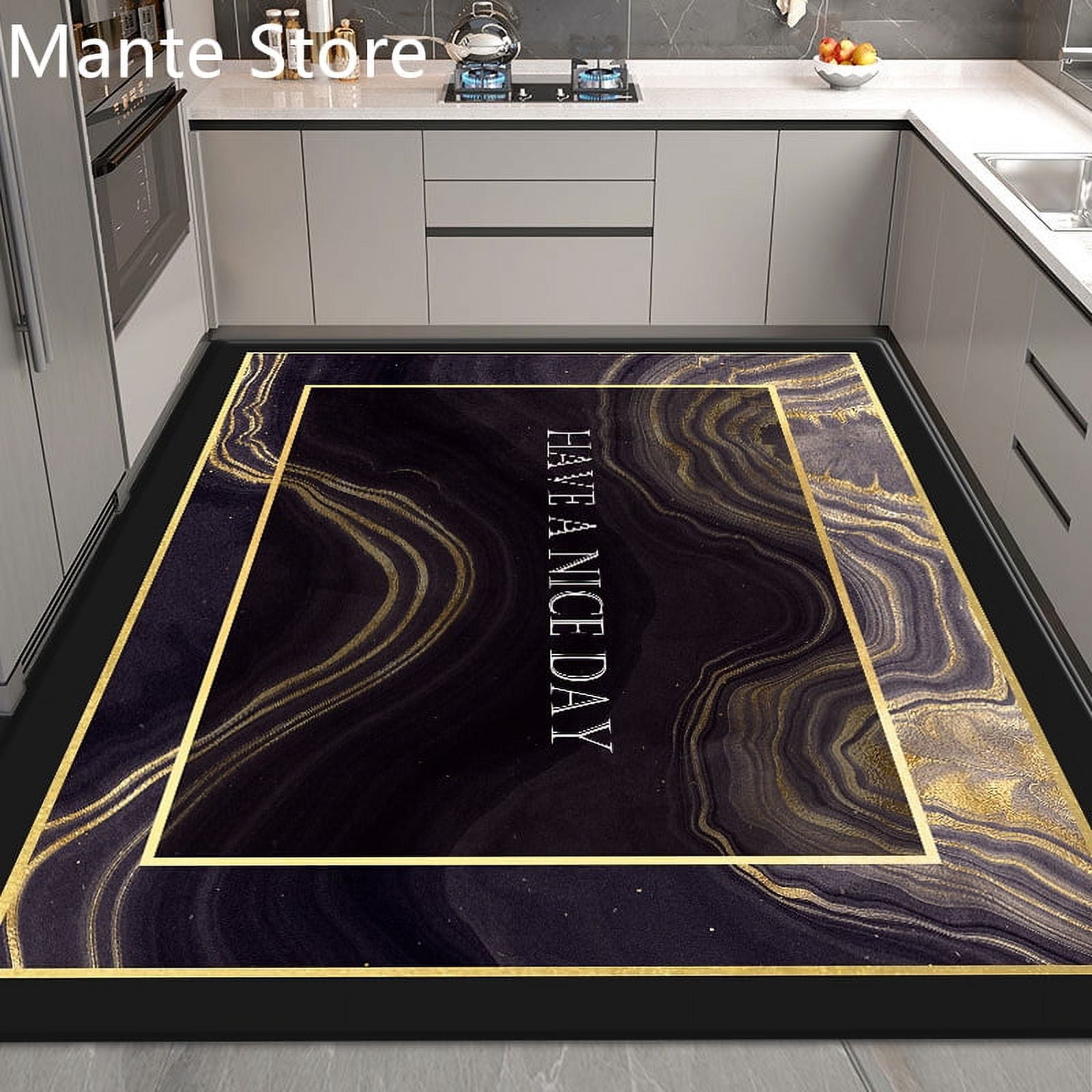 Black Kitchen Carpet Rugs Large Size Mat For Bathroom Super Absorbent ...