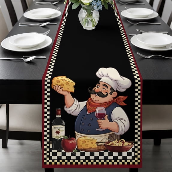 Black Kitchen Chef Table Runner 48 Inches,Short Dining Table Runners ...