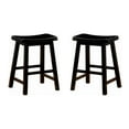 Black Kitchen Counter Stools - Set of 2, Sturdy Wood Construction ...