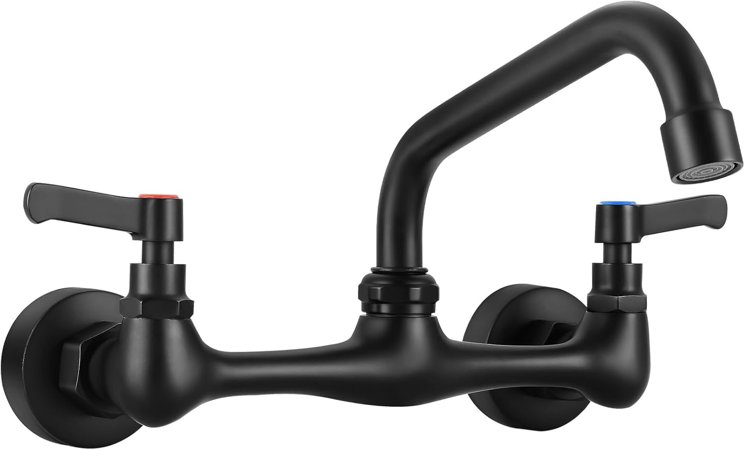 Black Kitchen Faucet with 8 Inch Goose Neck, Wall Mounted Kitchen ...