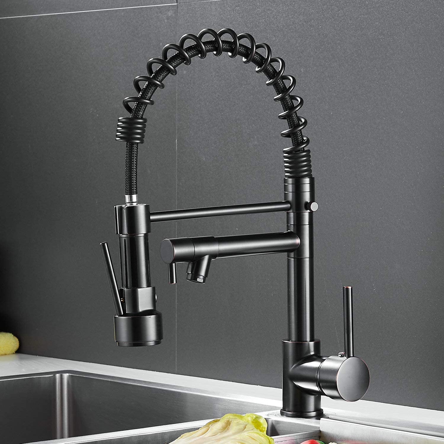Black Kitchen Faucet Kitchen Mixer With Nozzle, 360 ° Rotating Sink ...