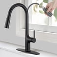 Black Kitchen Faucet with Pull Down Sprayer, Kitchen Sink Faucets with Deck Plate 3-Function ...