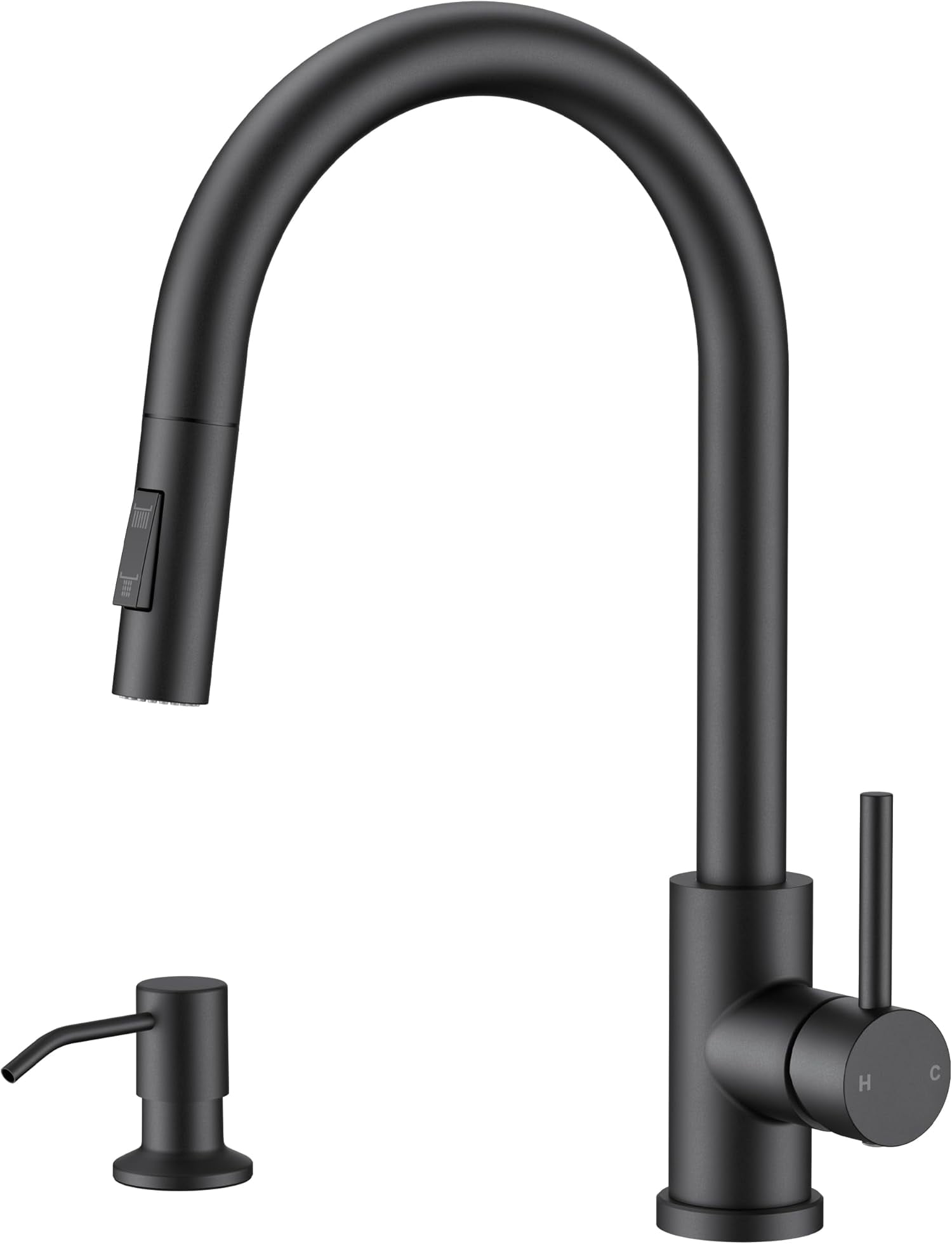 Black Kitchen Faucet with Pull Down Sprayer, Modern Single Hole Kitchen ...