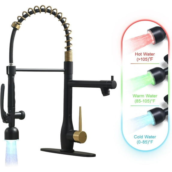 Black and Kitchen Faucet with Single Handle Kitchen Sink Faucet with ...