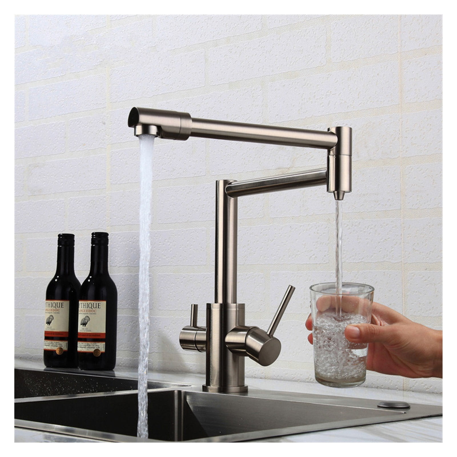 Black Kitchen Faucet Solid Brass Crane Kitchen Deck Mounted Water ...