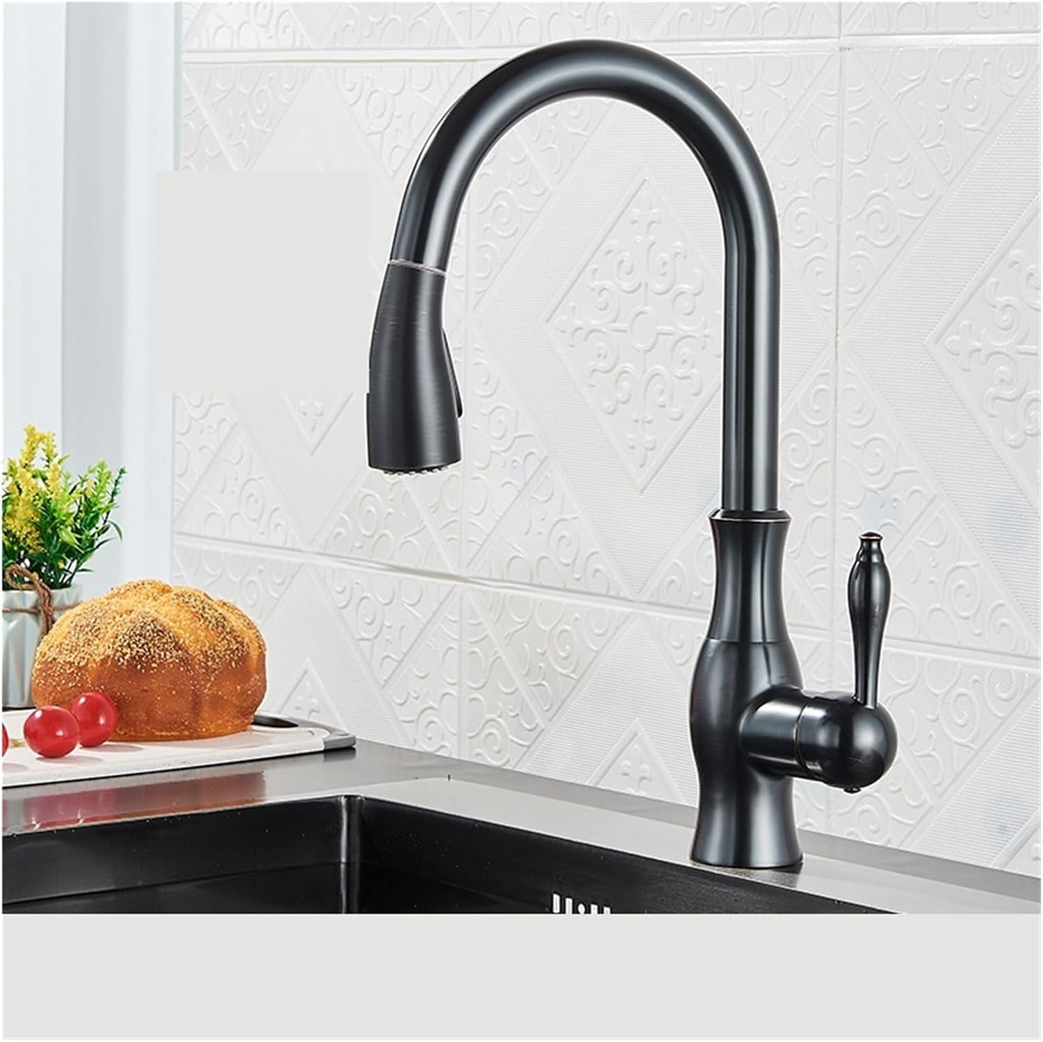 Black Kitchen Faucets Pull Out Kitchen Sink Mixer Tap Single Lever ...