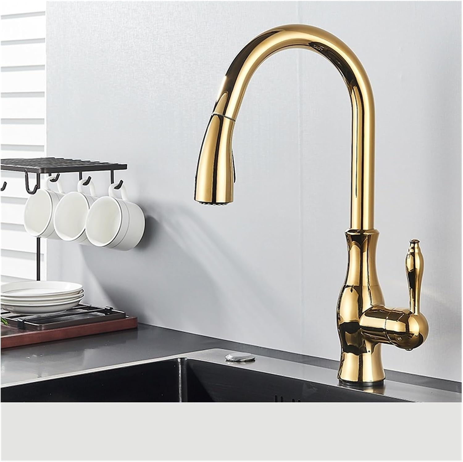 Black Kitchen Faucets Pull Out Kitchen Sink Mixer Tap Single Lever ...