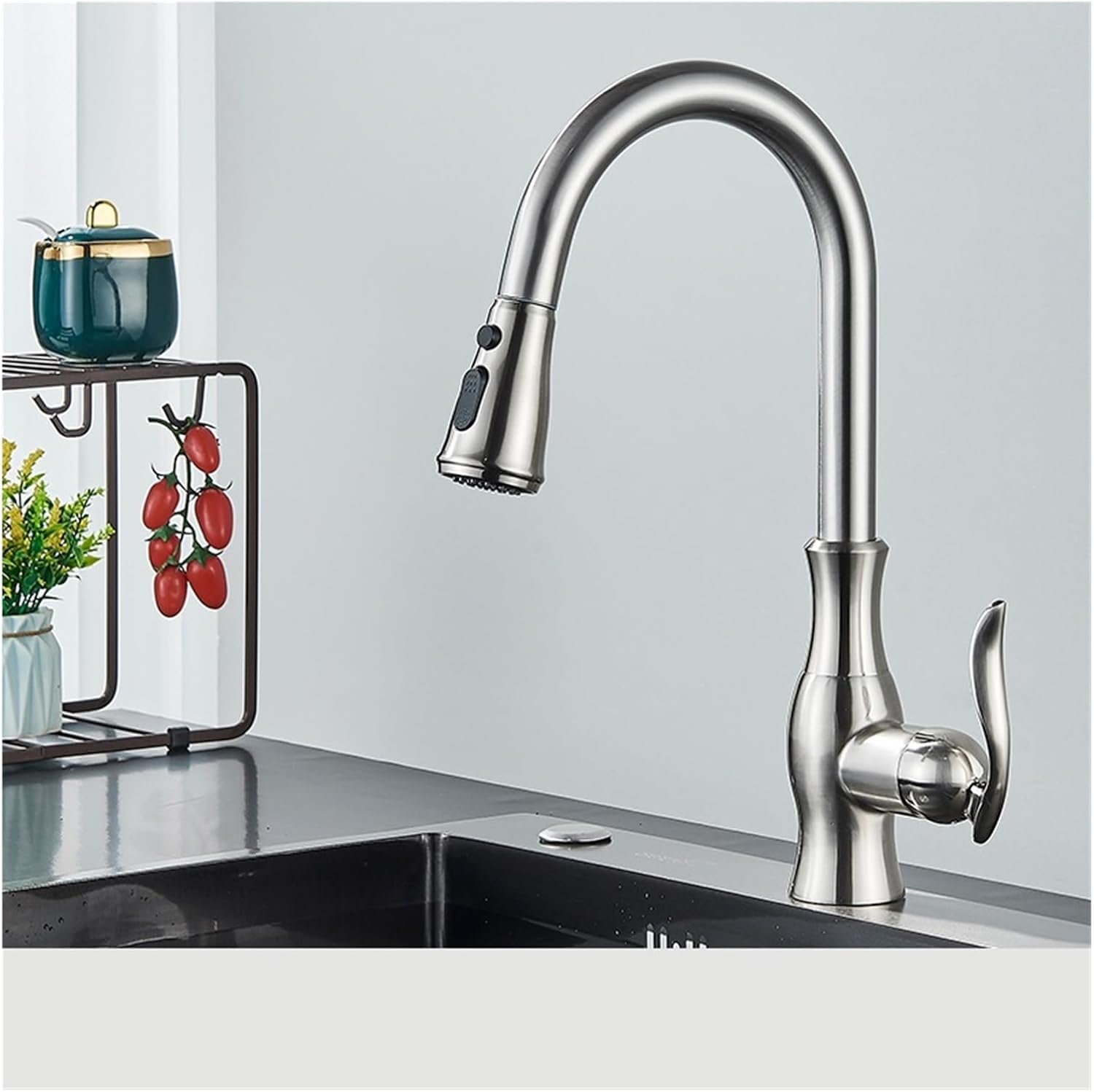 Black Kitchen Faucets Pull Out Kitchen Sink Mixer Tap Single Lever ...