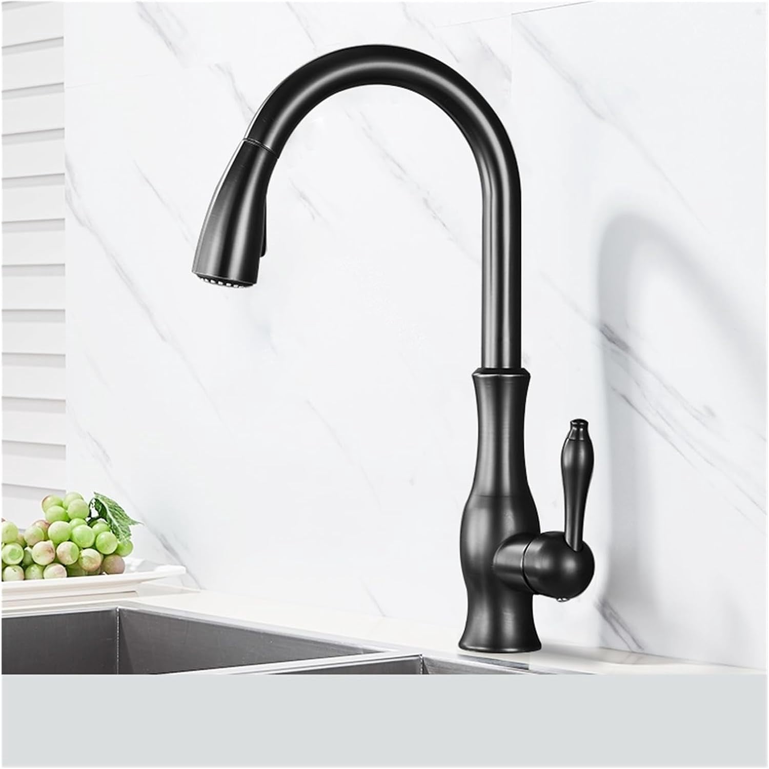 Black Kitchen Faucets Pull Out Kitchen Sink Mixer Tap Single Lever ...