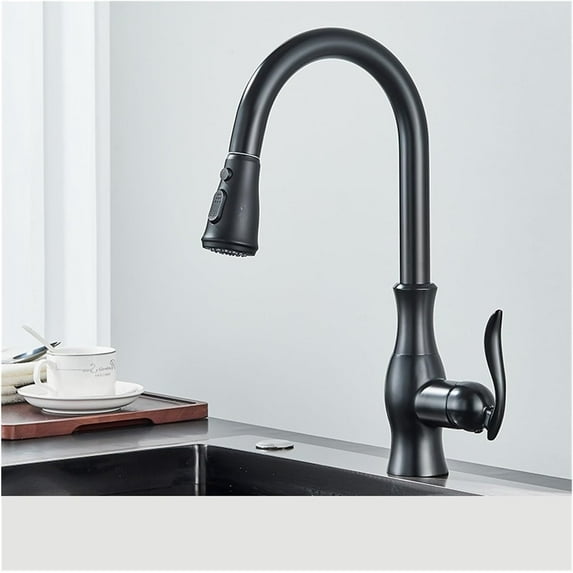 Black Kitchen Faucets Pull Out Kitchen Sink Mixer Tap Single Lever ...