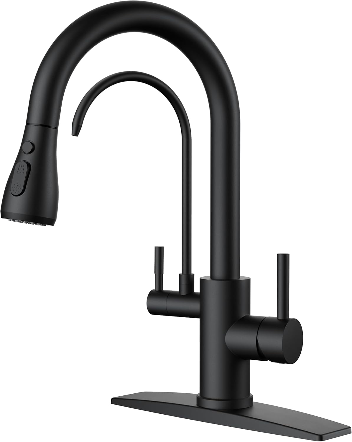 Black Kitchen Fuacets with Water Filter, 2 in 1 Stainless Steel Pull Down Sink Faucet and ...