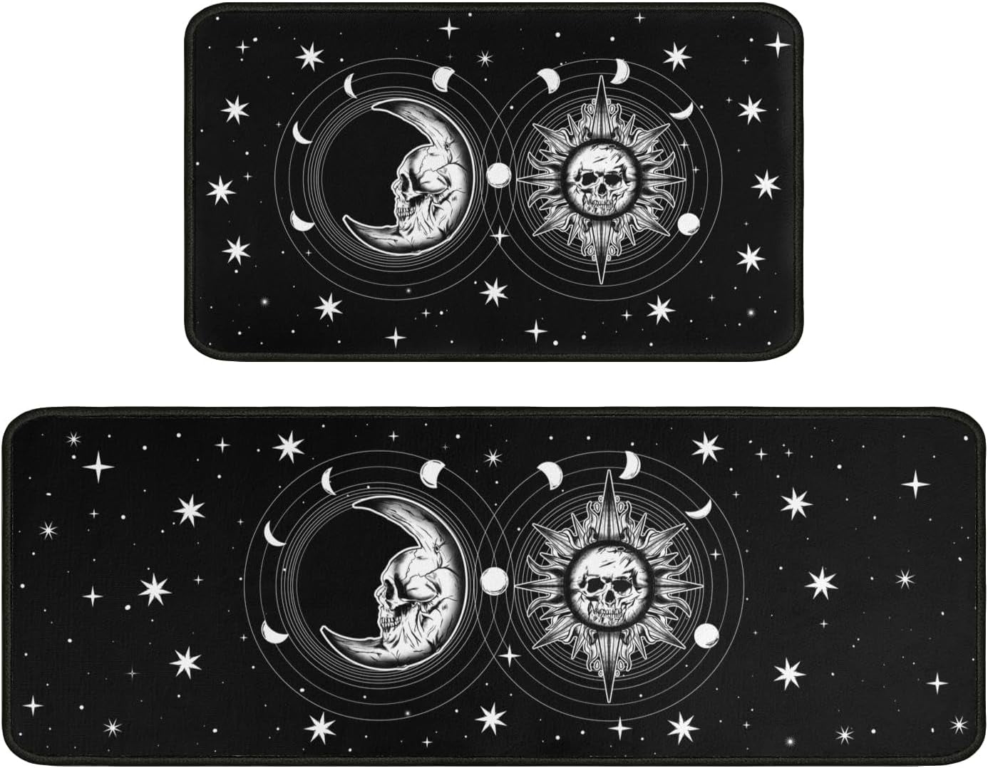 Black Kitchen Mat Set of 2, Goth Rug, Halloween Kitchen Rugs, Gothic ...