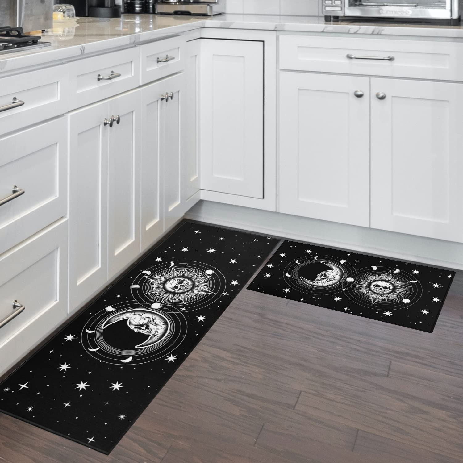 Black Kitchen Mat Set of 2, Goth rug, Halloween Kitchen Rugs, Gothic ...