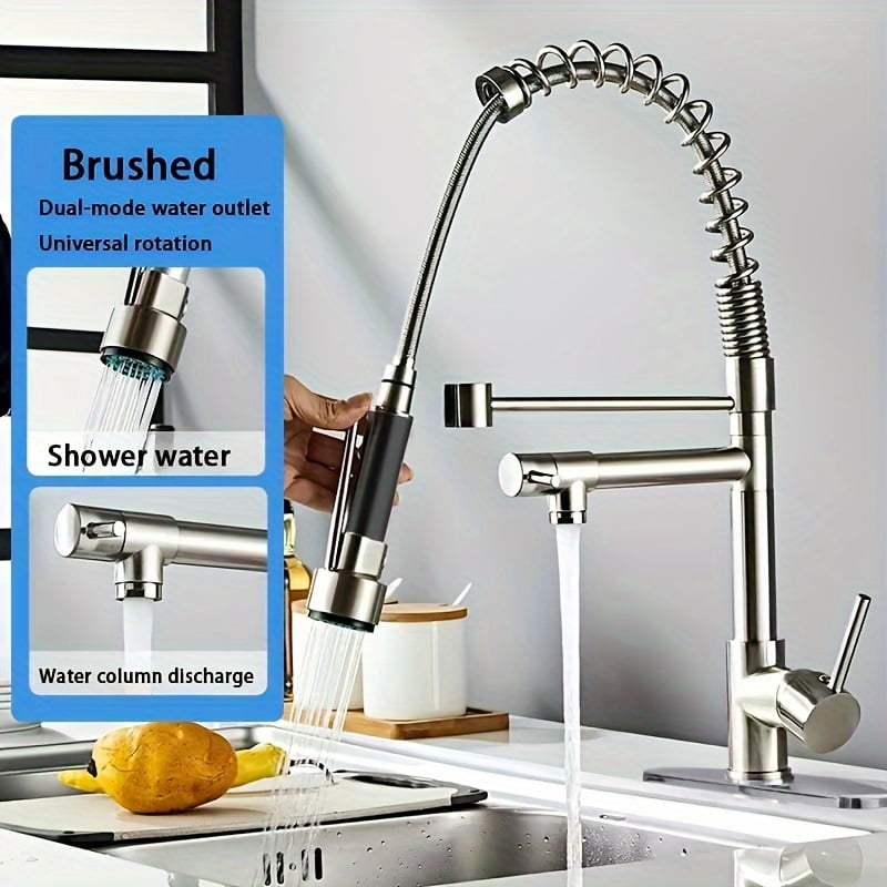 Black Kitchen Multi-function Spring Rotating Faucet With Base Plate ...