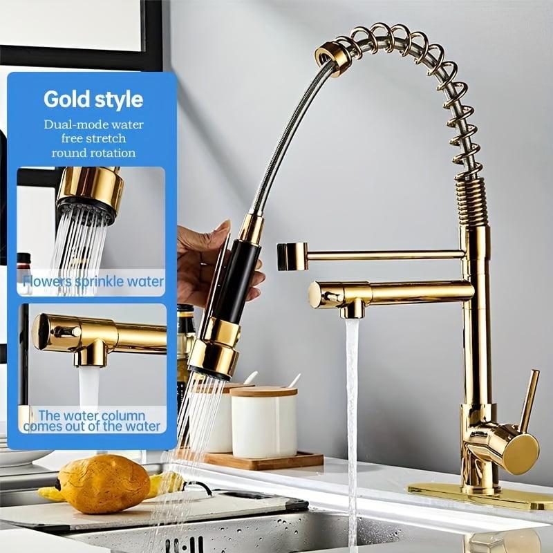 Black Kitchen Multi-function Spring Rotating Faucet With Base Plate ...