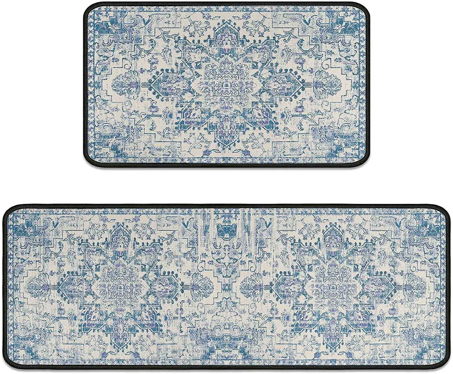 Black Kitchen Rugs Set of 2 - Kitchen Floor Mats Non-Slip Backing ...