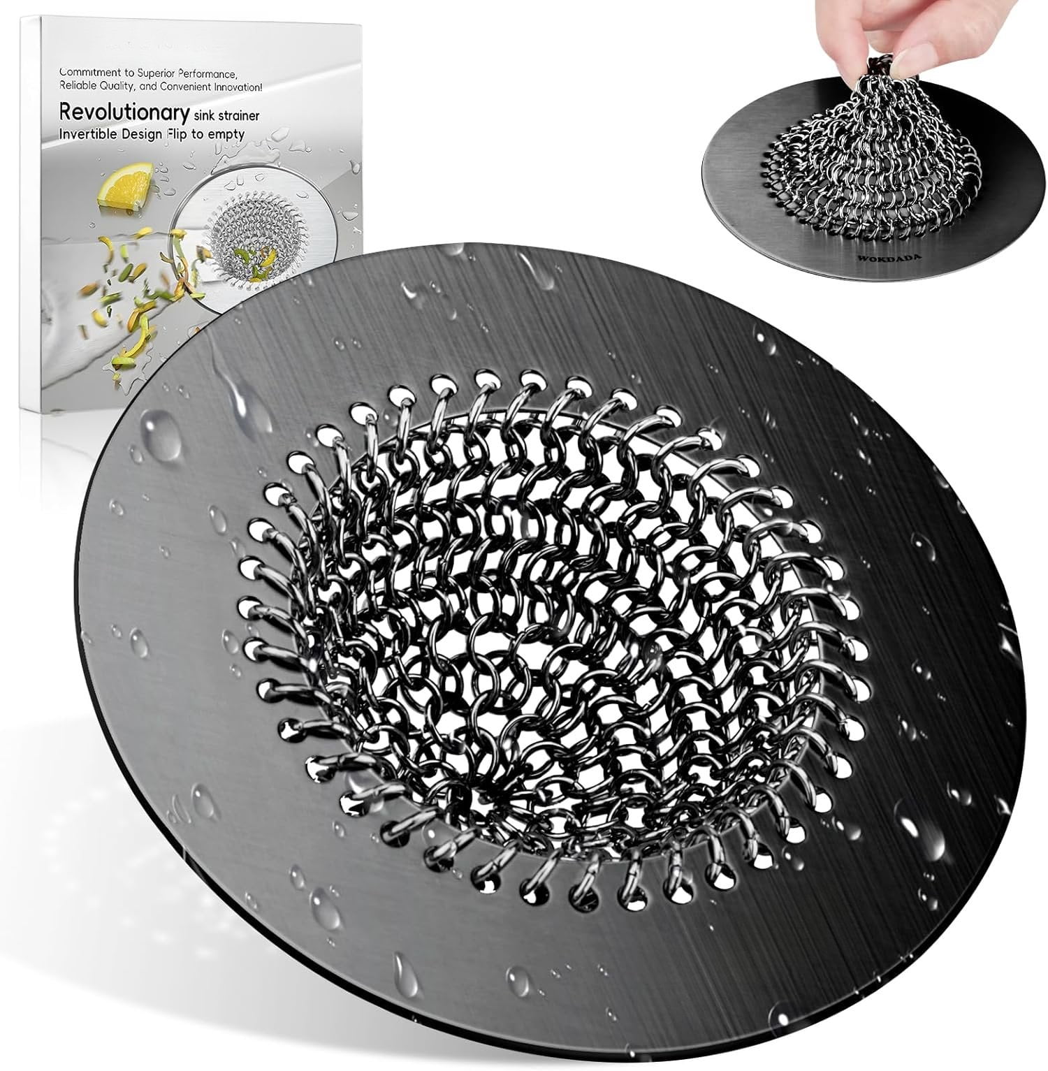 Black Kitchen Sink Strainer, Flippable Mesh Sink Drain Strainer, 304 ...