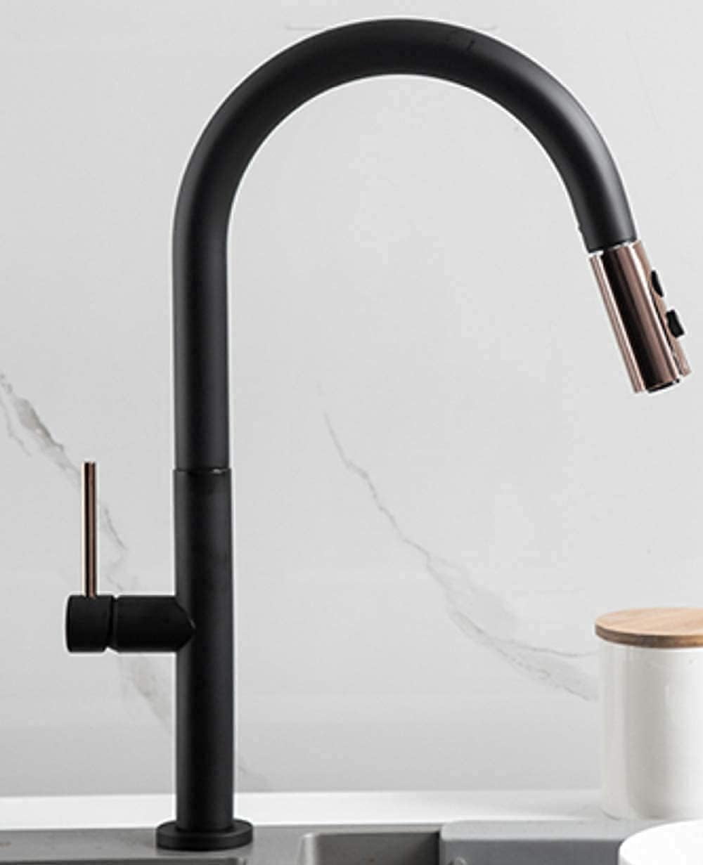 Black Kitchen Sink Tap with Pull Out Spray 360°Degree Rotation Kitchen ...