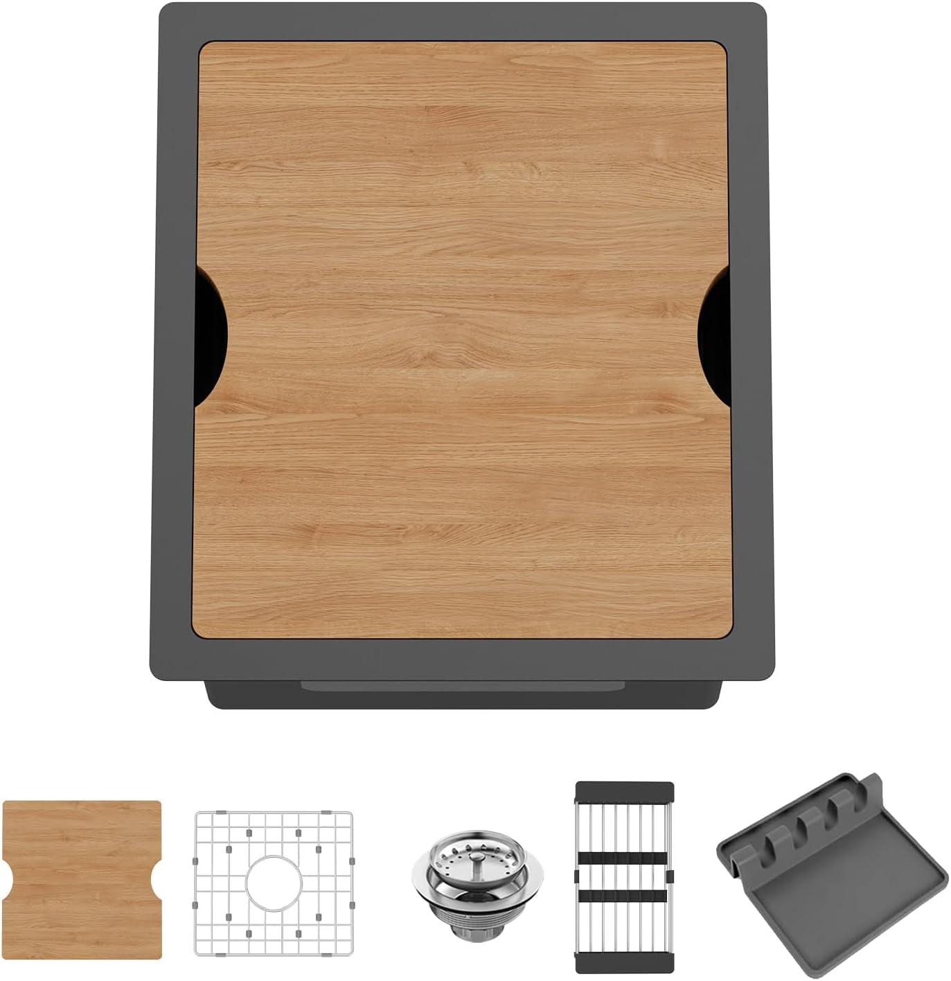 Black Kitchen Sink Workstation, 15x17 In Stainless Undermount Modern ...
