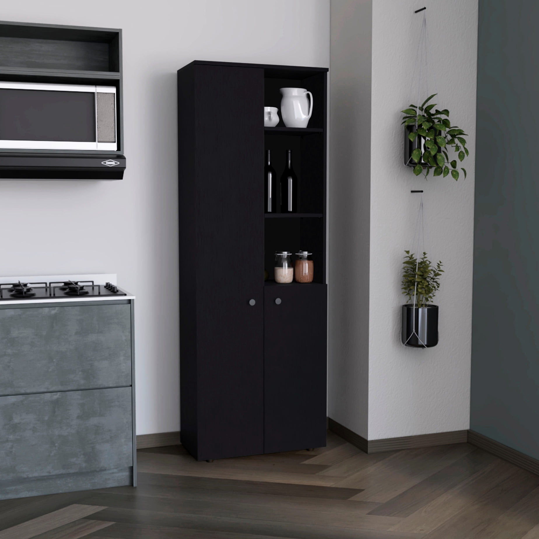 Black Kitchen Storage Cabinet With 2 Doors - Ensuring Efficient ...