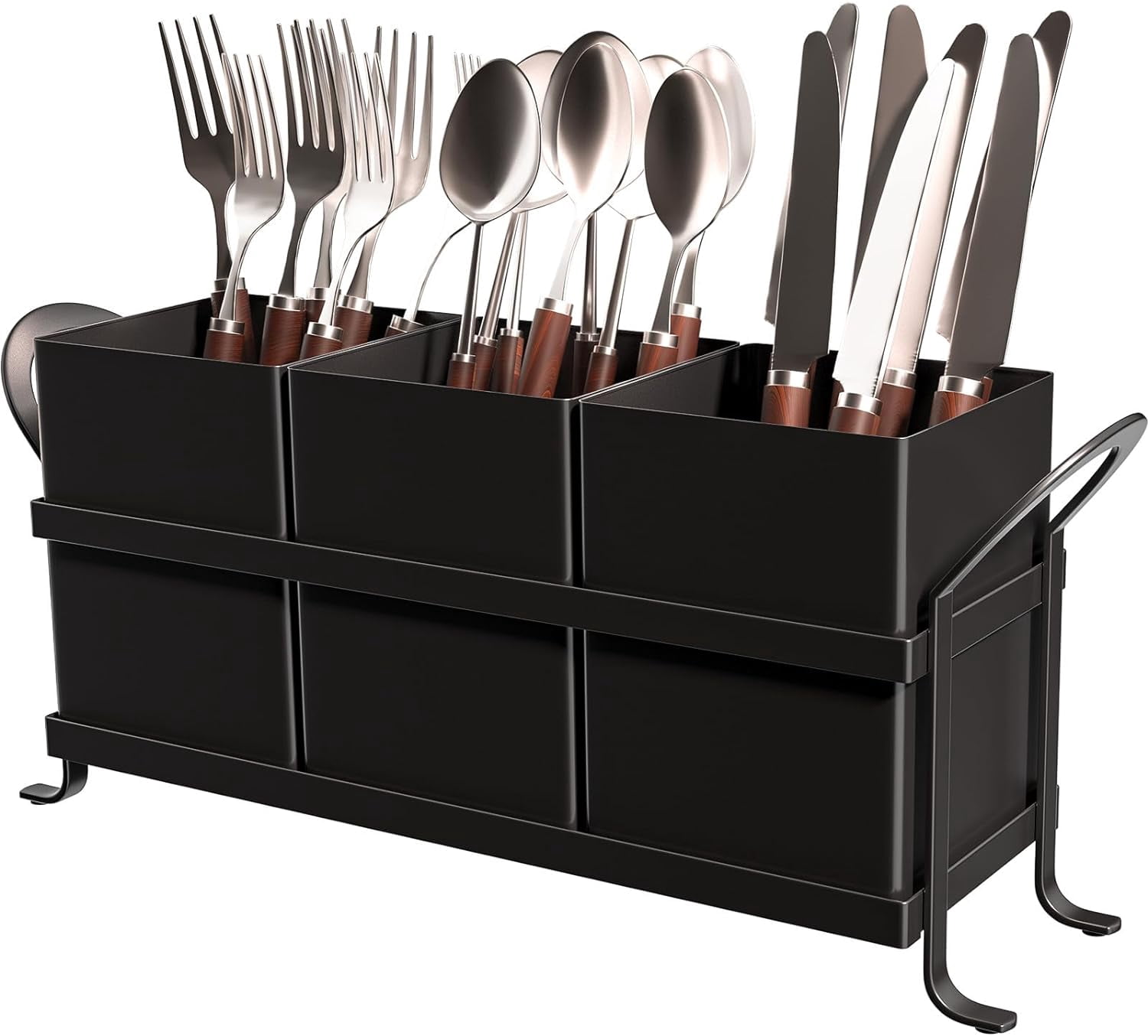 Black Kitchen Utensil Holder - Elegant Silverware Holder, Versatile ...