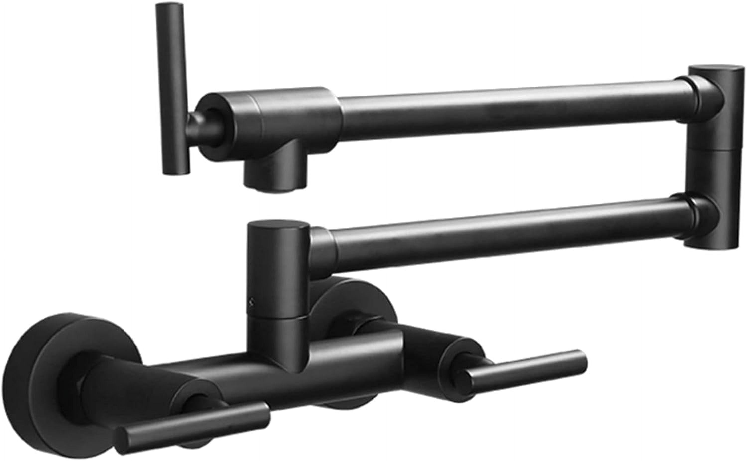 Black Kitchen Wall Mounted Foldable Pot Filler 3 Handle Dual Hole Hot ...