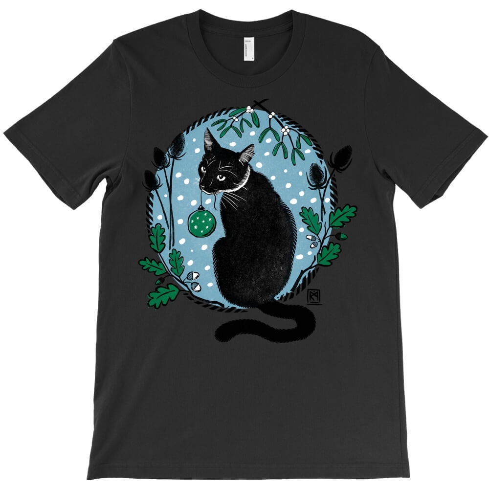 Black Kitty Christmas Black Cat Snow St. Nick, Funny Kitten Graphic Tee ...