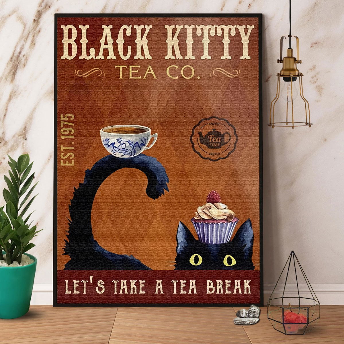 Black Kitty Tea Company Let'S Take A Tea Break Paper Poster No Frame ...