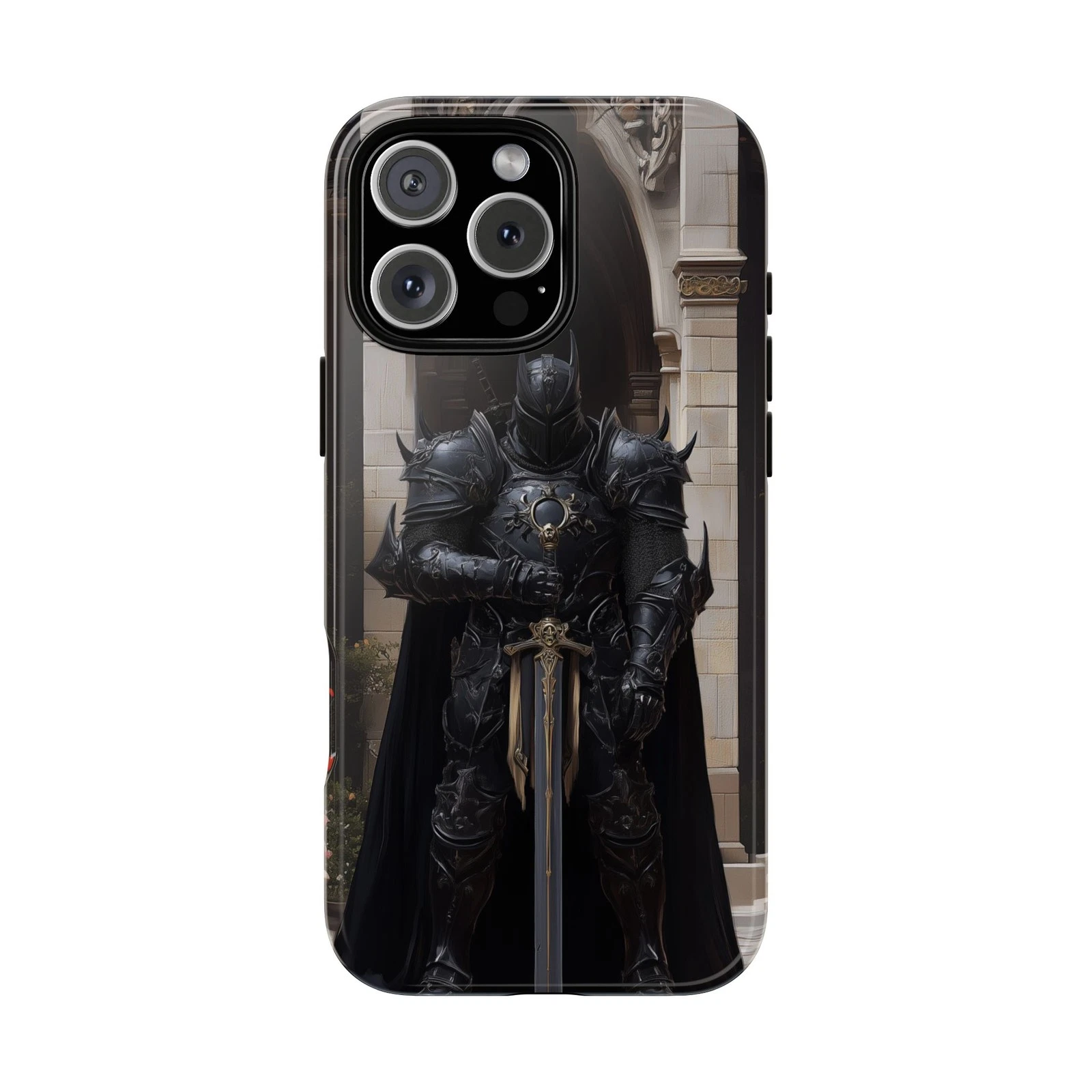 Black Knight Dark Armor Fantasy Phone Case for iPhone 17 to 11 Pro Max ...