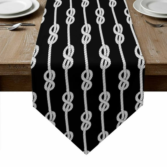 Black Knot Table Runner Linen Burlap Table Runner 108 Inches Long ...