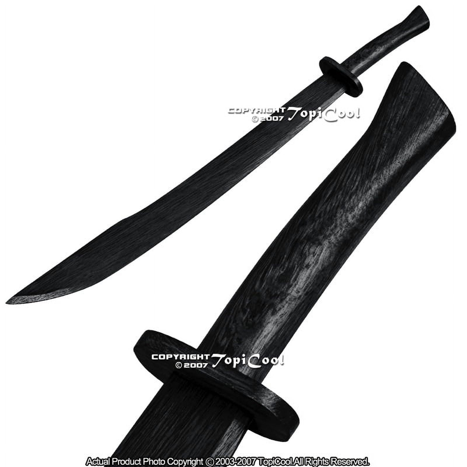 Black Kung Fu Wooden Practice Chinese Broad Sword Full Tang Ox Tail ...