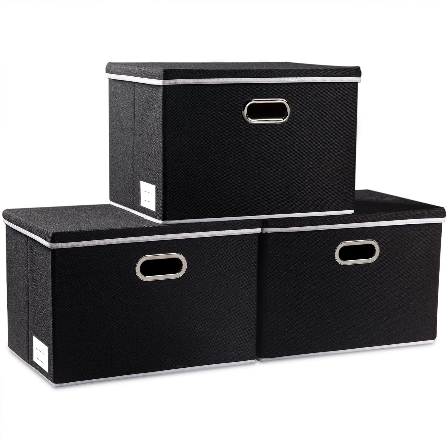 Black L(3-Pack) Fabric Collapsible Storage Cube Organizer Bins ...