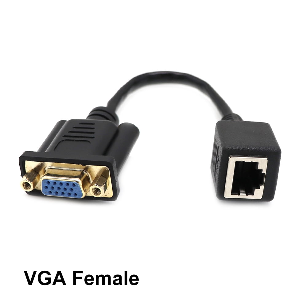Black LAN CAT5 CAT6 Plug and Play Network Cable Adapter VGA To RJ45 ...