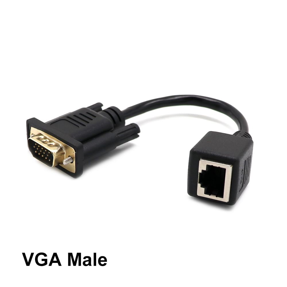 Black LAN CAT5 CAT6 Plug and Play Network Cable Adapter VGA To RJ45 ...
