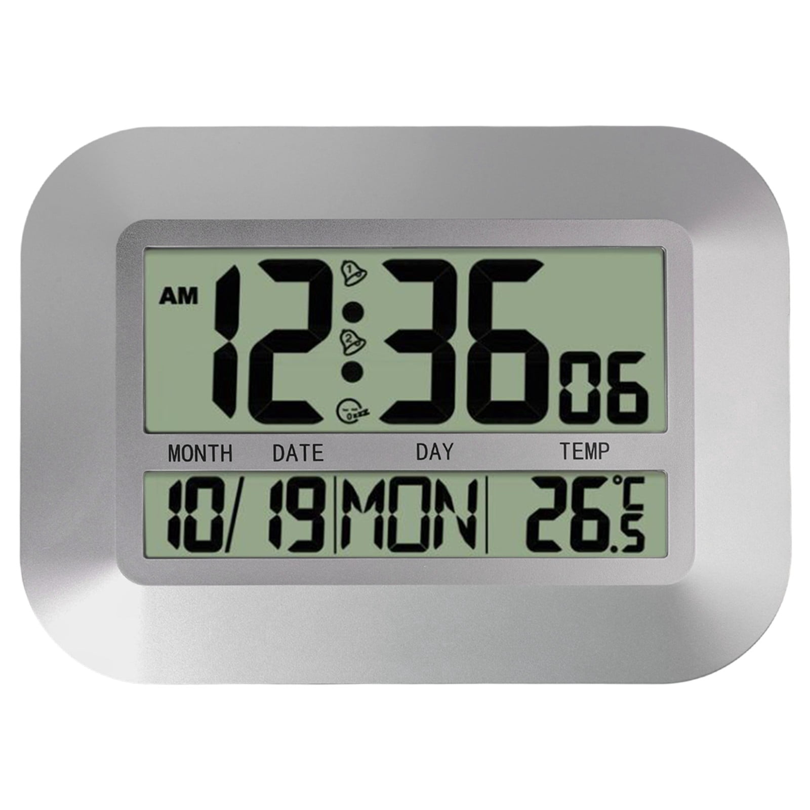 Black LCD Wall Sticker Multifunctional Alarm Clock With Temperature ...