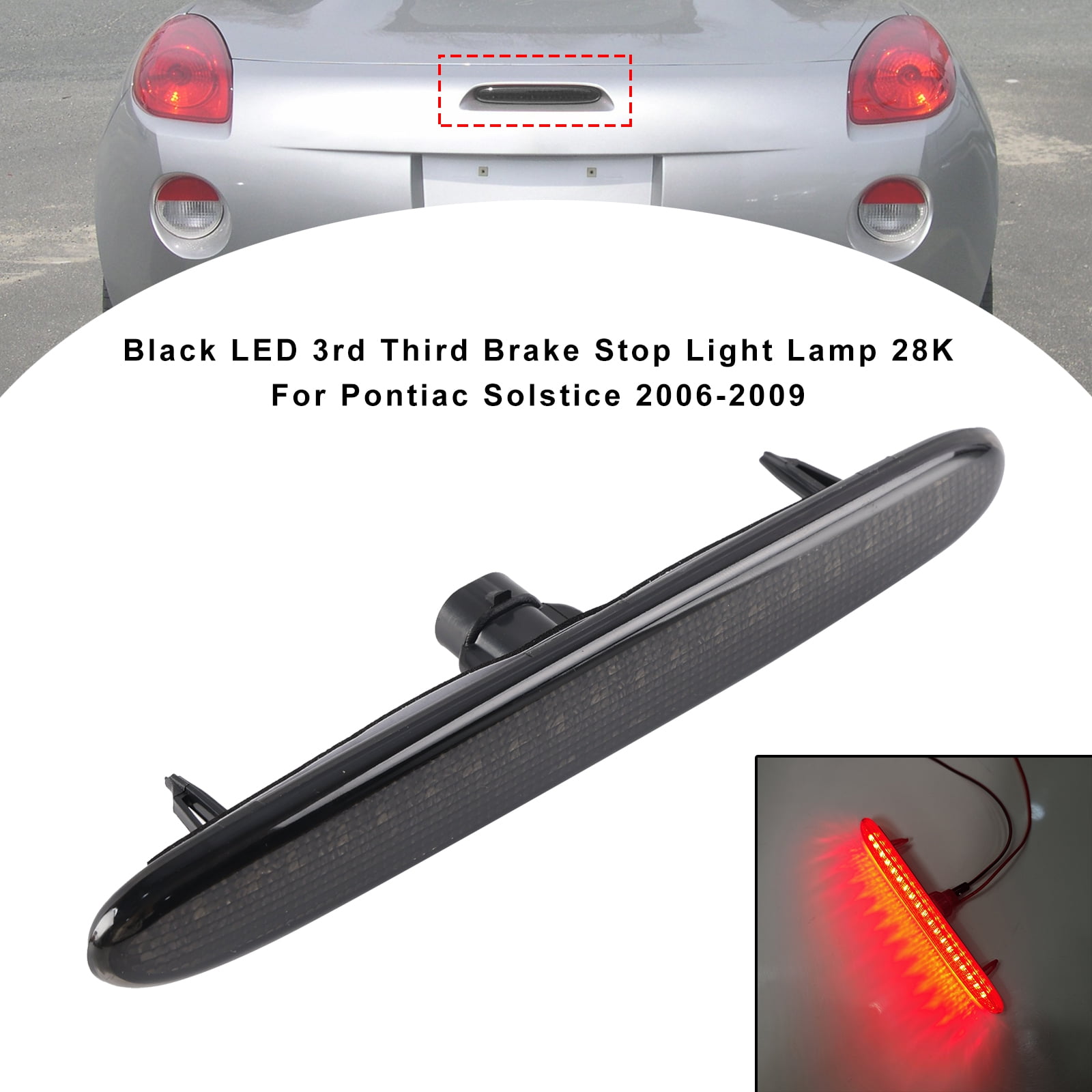 Black LED 3rd Third Brake Stop Light Lamp 28K For Pontiac Solstice 2006 ...