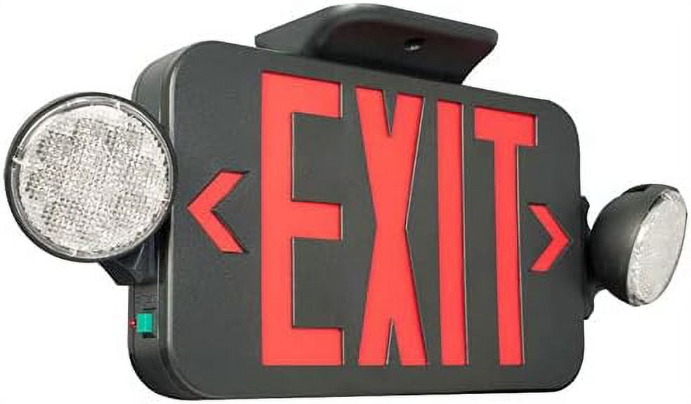 Black LED Exit Sign Emergency Light Combo with Red Letters - Walmart.com
