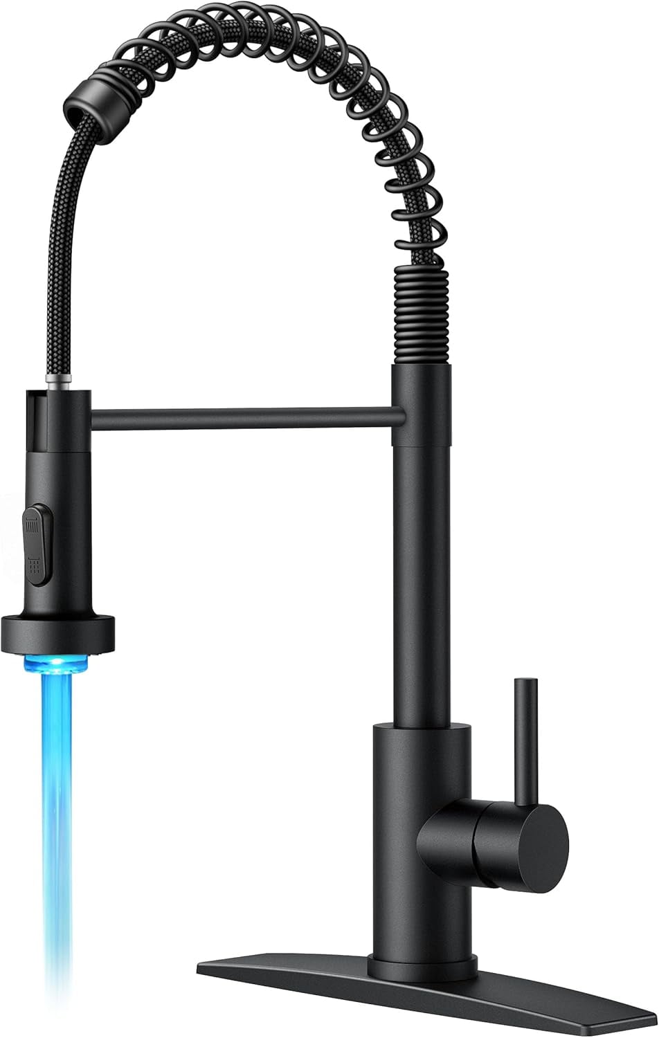 Black LED Kitchen Faucet with Pull Down Sprayer, Modern Single Handle ...