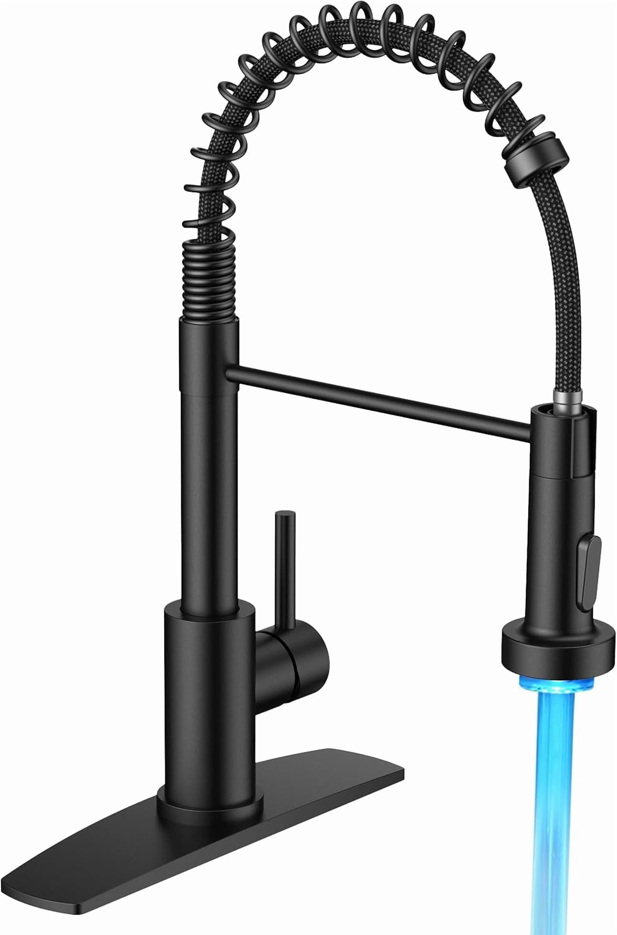 Black LED Kitchen Sink Faucet, Stainless Steel Kitchen Faucet with LED ...